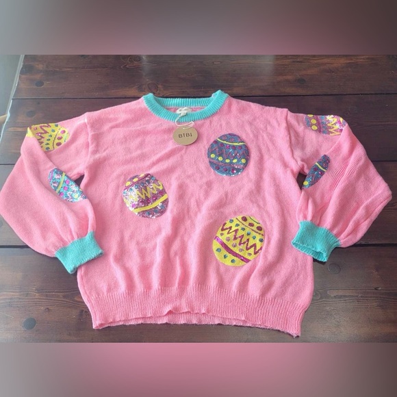 BiBi | Sweaters | Bibi Womens Xl Easter Sweater Boutique Sequenced Eggs ...